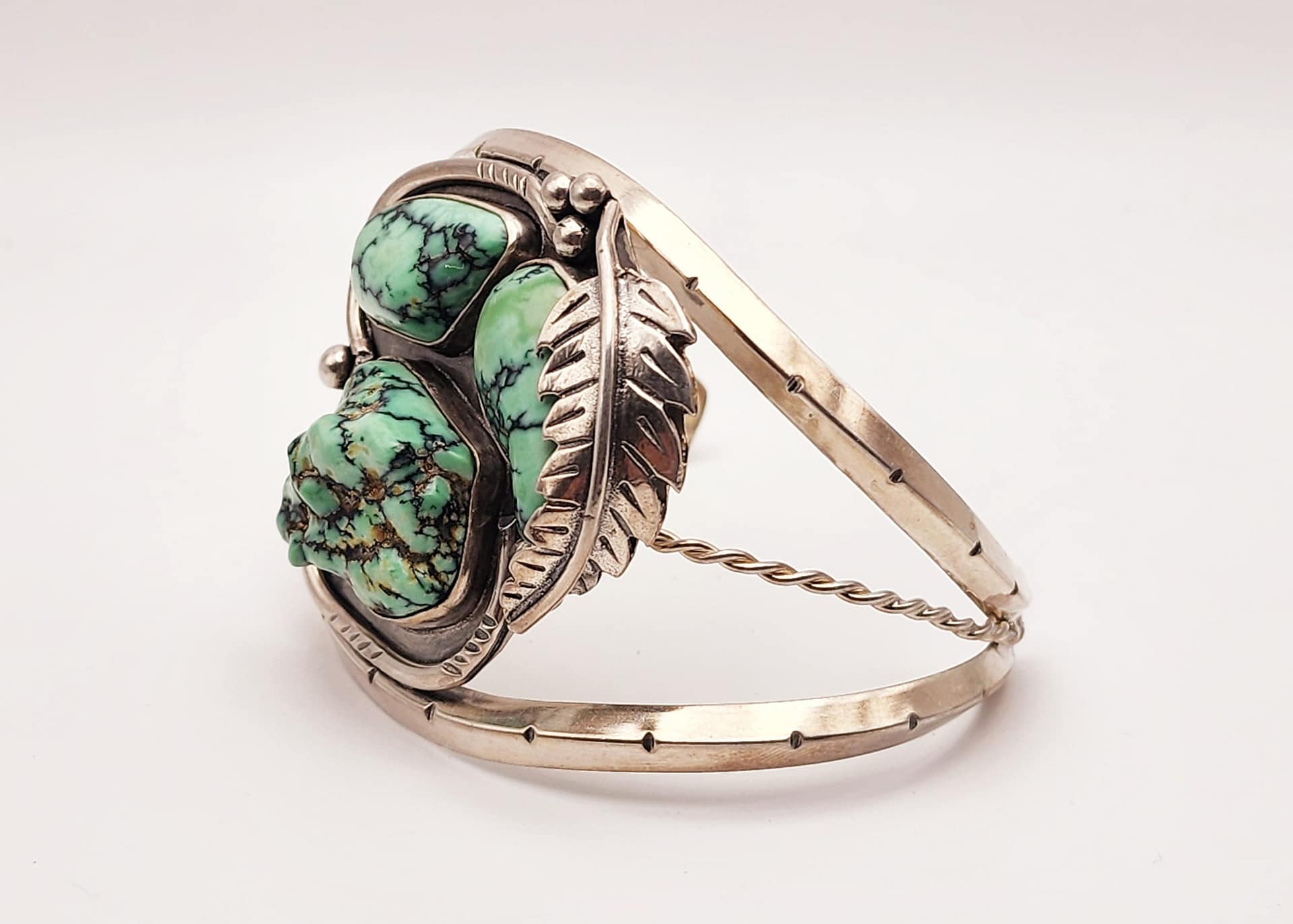 Heavy sterling silver and genuine turquoise Native American/Navajo cuff bracelet by Ed Lovato Kewa